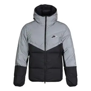 Nike Stay Warm Colorblock Reflective Casual Hooded Down Jacket Black Gray Colorblock - Blackgraymulti-color