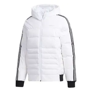 Adidas Neo Padded Hooded Down Jacket With Sporty Stripes - White