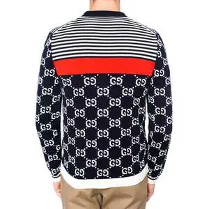 Gucci Wool Knitted Cardigan With Full Logo Stitching