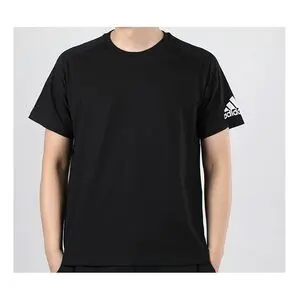 Adidas Alphabet Logo Casual Sports Round Neck Short Sleeve - Black