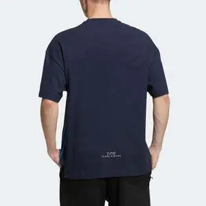 Adidas M City Loose T Solid Color Logo Round Neck Short Sleeve Navy Blue