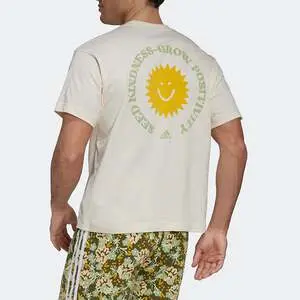 Adidas Solid Color Logo Alphabet Round Neck Sports Short Sleeve White - Multi-color