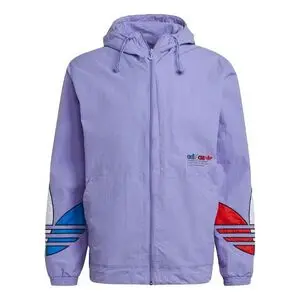 Adidas Originals Tricol Logo Printed Windbreaker Hoodie - Lavender