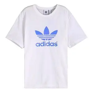 Adidas Originals Blue Logo Short Sleeve - White