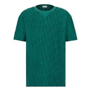 Dior Ss21 Oblique Printing Cotton Round Neck Short Sleeve - Green