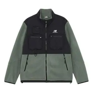 NEW BALANCE Colorblock Fleece Stand Collar Zip-up Jacket - Black-green