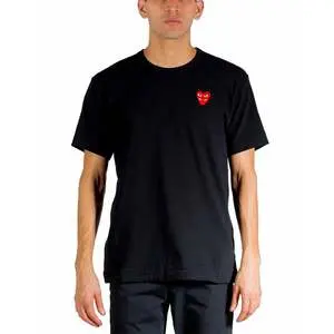 Play Comme Des Garcon Basic T-shirt Red Family Heart - Black