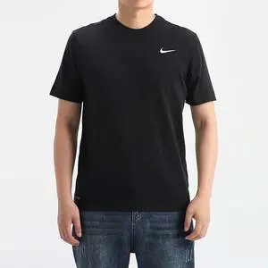 Nike Dri-fit Crew Solid Round Neck Training Short Sleeve - Black