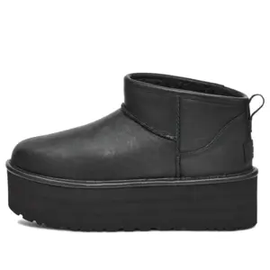 UGG Classic Ultra Mini Platform Leather Boots - Black