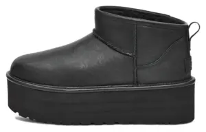 UGG Classic Ultra Mini Platform Leather Boots - Black