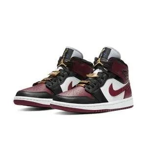 JORDAN Air 1 Mid Se "gold Pendants" Sneakers - Black/dark Beetroot/white