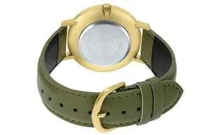 Casio Quartz Analog Watch With Leather Strap - Dark Green