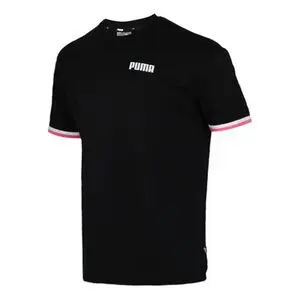 PUMA Casual Sports Breathable Round Neck Knit Short Sleeve - Black