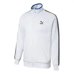 PUMA Stand Collar Colorblock Logo Casual Jacket - White