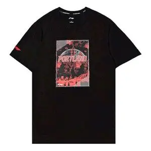 LI-NING Basketball Series Logo Pattern Short Sleeve - Black