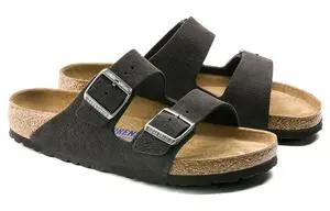 BIRKENSTOCK Arizona Suede Leather Sandals - Grey