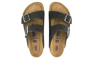 BIRKENSTOCK Arizona Suede Leather Sandals - Grey