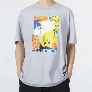 Nike Smiling Face Basketball Pattern Printing Breathable Sports Short Sleeve Wolf Grey T-shirt - Multi-color