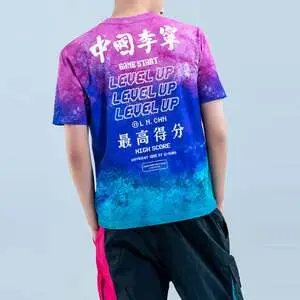 LI-NING Printing Sports Round Neck Short Sleeve 'purple Red