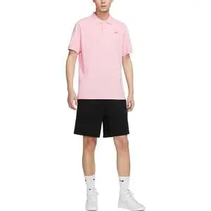 Nike Solid Color Logo Embroidered Short Sleeve Polo Shirt Pink - Multi-color