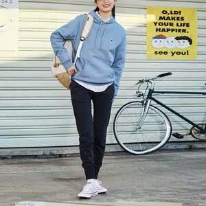 CONVERSE Alphabet Printing Sports Retro Blue Hoodie - Tan