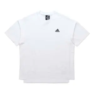 Adidas Solid Color Round Neck Sports Short Sleeve - White