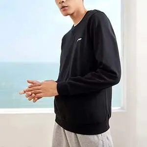 LI-NING Training Series Solid Color Fleece Lined Stay Warm Round Neck Pullover