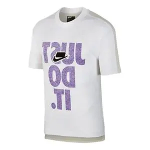 Nike Large Alphabet Logo Printing Sports Short Sleeve - White