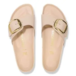 BIRKENSTOCK Madrid Big Buckle Patent Leather Sandals - Beige