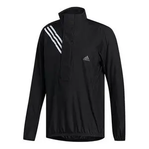 Adidas Logo Print Casual Running Stand Collar Jacket - Black