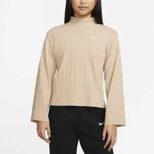 Nike Ribbed Knit High Neck Long Sleeve Top