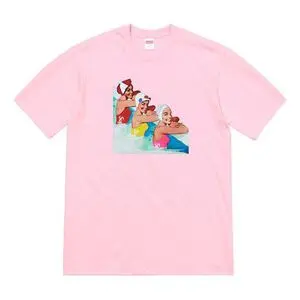 Supreme Ss18 Swimmers Tee Dark Slate Printing Short Sleeve - Pink