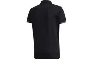 Adidas Solid Color Alphabet Printing Short Sleeve Black Polo Shirt
