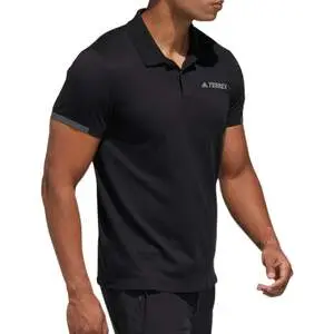 Adidas Solid Color Alphabet Printing Short Sleeve Black Polo Shirt