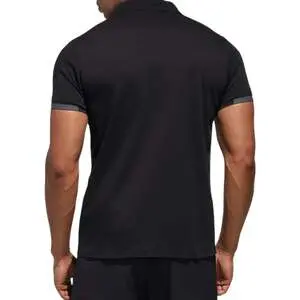 Adidas Solid Color Alphabet Printing Short Sleeve Black Polo Shirt