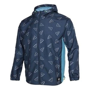 Adidas Logo Print Hooded Jacket - Blue