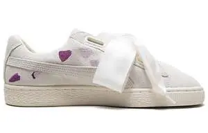 PUMA Suede Heart Flowery Sneakers With Floral Embroidery And Ribbon Detail