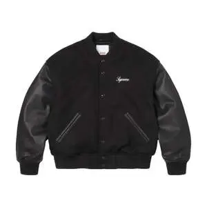 Supreme Ss26 Cross Varsity Jacket - Black