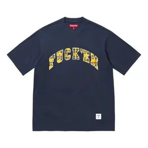 Supreme Ss26 Fuck Em Plaid S/s T-shirt - Navy