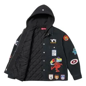 Supreme Patches Hooded Zip Up Shirt