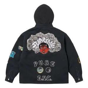 Supreme Patches Hooded Zip Up Shirt