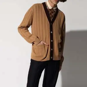 Gucci Rib Knit Wool Cardigan