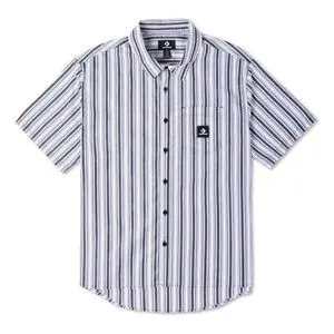 CONVERSE Striped Short Sleeve Button Down Asia Sizing - Blue
