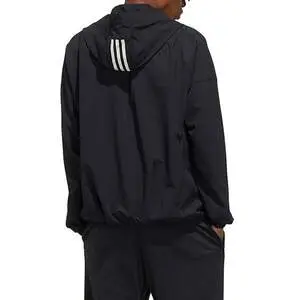 Adidas Hooded Zip-up Jacket With Sporty Stripes