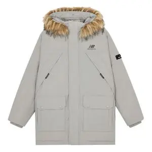 NEW BALANCE Street Style Logo Down Jacket - Grey/brown