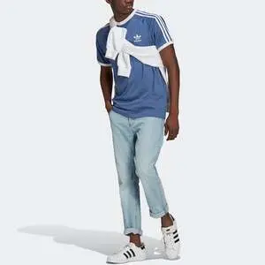 Adidas Originals 3-stripes Logo Printed Sports Short Sleeve - Blue