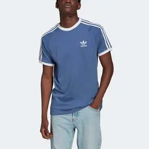 Adidas Originals 3-stripes Logo Printed Sports Short Sleeve - Blue