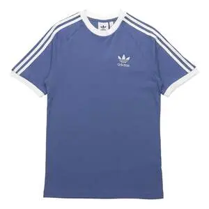 Adidas Adidas Originals Mens 3-stripes Logo Printed Sports Short Sleeve Blue Blue