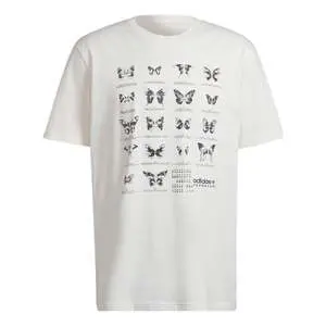 Adidas Originals Butterfly Printing Casual Sports Loose Short Sleeve White T-shirt - Default Color