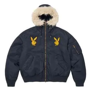 Supreme X Playboy Hooded Ma-1 Bomber Jacket - Navy